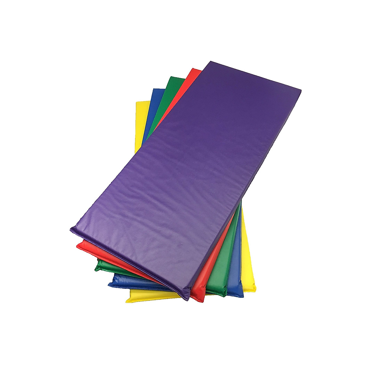 KinderMat Kids Rest Mats (5-Pack), Rainbow Designer, Non-Folding, 2-Inches Thick, 2" x 22" x 48", Red, Yellow, Green, Blue, Purple, School, Home, Daycare, 100% Made in The USA