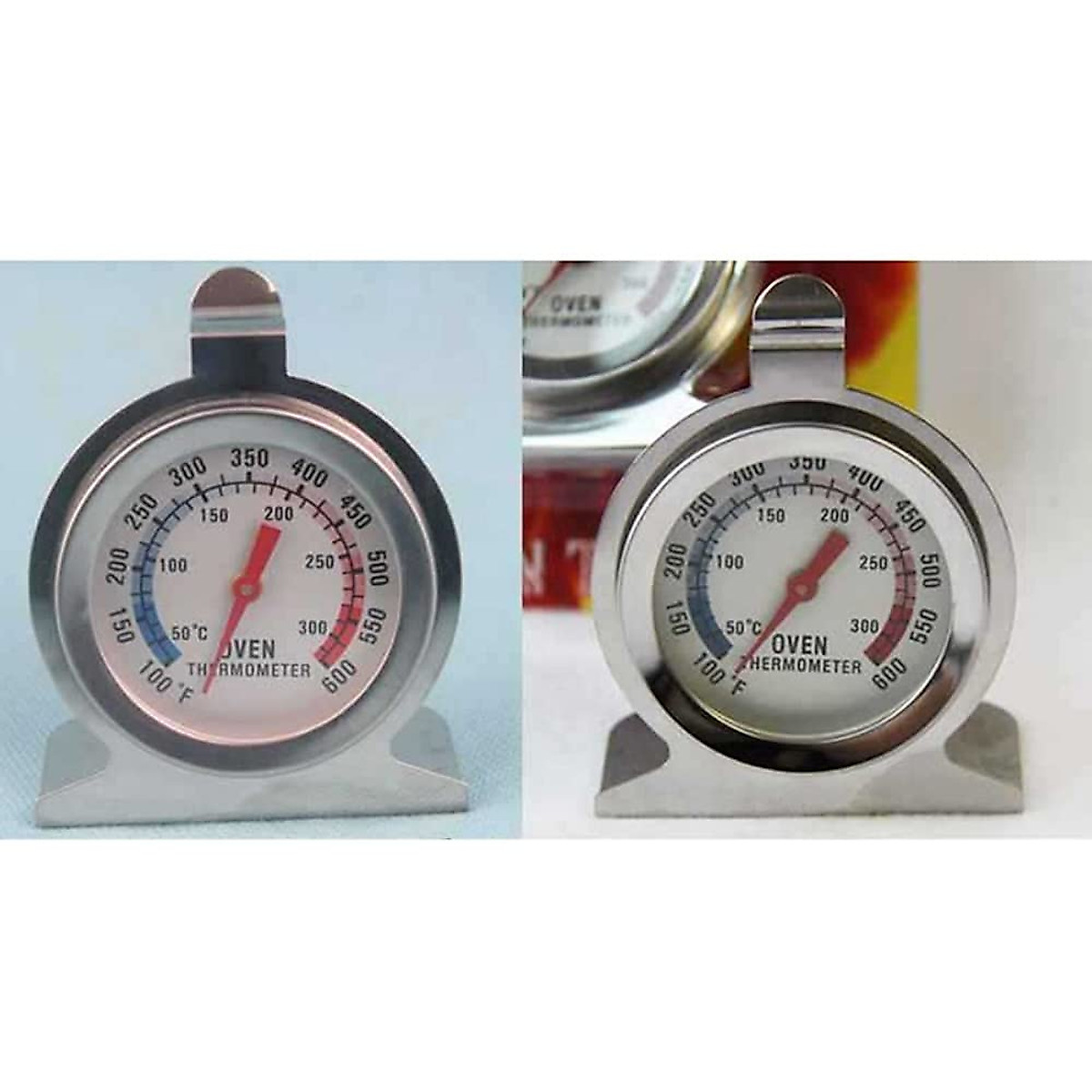 Oven Thermometer 50-300°C/100-600°F, Oven Grill Fry Chef Smoker Thermometer Instant Read Stainless Steel Thermometer Kitchen Cooking Thermometer, Large Dial Kitchen Cooking Oven Thermometer Silver
