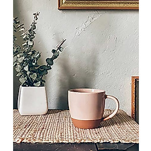 Mora Ceramic Large Latte Mug Set of 4, 16oz - Microwavable, Porcelain Coffee Cups With Big Handle - Modern, Boho, Unique Style For Any Kitchen. Microwave Safe Stoneware - Assorted Neutrals