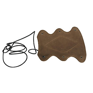 SAS Leather Traditional Vintage Arm Guard with Stretch Cord One Size with Metal Lace Hooks Armguard for Archery Bow Range Longbow Recurve Bow