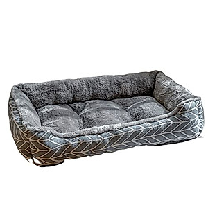 TAPIVA Dog Beds Bed for Dog Cat Pet Square Plush Kennel Medium Small Dog Sofa Bed Cushion Pet Calming Dog Bed House Pet Supplies Accessories (Color : Grey, Size : X-Large)
