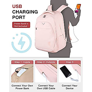 BAGSMART Travel Backpacks Laptop Backpack 17.3 Inch Notebook Water Resistant Casual Daypack Super Large Bags for Business Work Computer Bag School College Bookbag Women Girls Pink