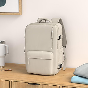 VGCUB Carry on Backpack,Large Travel Backpack for Women Men Airline Approved Gym Backpack Waterproof Business Laptop Daypack,Beige