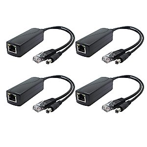 ANVISION 4-Pack Gigabit PoE Splitter, 48V to 12V 2A Ethernet Adapter, for Security Camera, AP, Voip and More, AV-PS12-G