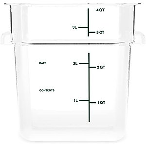 Carlisle FoodService Products CFS Squares Plastic Food Storage Container, 4 Quarts, Clear