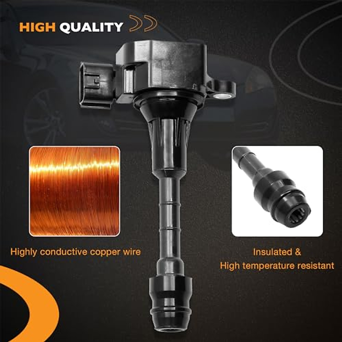 HQPASFY Ignition Coil Pack Set of 6 Compatible with 2003-2008 Infiniti G35 M35 FX35 Nissan 350Z 3.5L V6 Replaces# 22448-AL61C, 22448AL61C, 6734025, C1439, GN10246