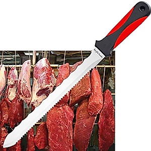 Keyfit Tools Grill Accessories Grilling Knife 2 Sided Serrated Stainless Steel Great For Cutting On The BBQ Cut Through Jumbo Hamburgers W/O Smashing The Buns