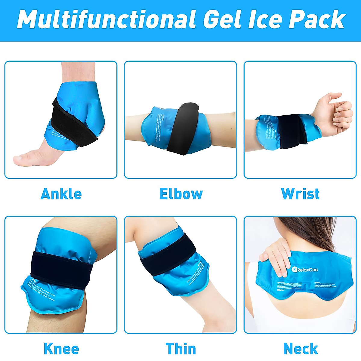 RelaxCoo Ankle Ice Pack Wrap for Swelling, Reusable Gel Ice Pack for Ankle Injuries, Cold Compress Therapy for Foot Pain Relief, Achilles Tendonitis, Plantar Fasciitis, Sprains