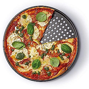 Lemengtree Pizza Pans,Baking Tray Perforated Pizza Plate Nonstick Carbon Steel Pizza Pan, Pizza Tray Round with Holes for Oven (2pc-12.5 inch with Holes)