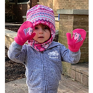 N'Ice Caps Kids Magic Stretch Gloves Mitten 3 Pairs Toddler Boys Girls Winter (2-4 Years, Trucks - Navy/Charcoal/Black Mittens)