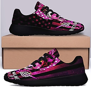 Breast Cancer Awareness in October We Wear Pink Shoes Women Fashion Running Sneakers Breathable Casual Sport Tennis Shoes Black Size 8.5