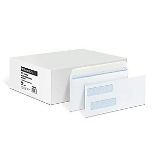 Quality Park #8 Double Window Security Envelopes for QuickBooks Checks, Redi-Strip Self Seal Closure, 3 5/8 x 8 11/16, 24 lb White, 500 Count (Pack of 1)(QUA50766)