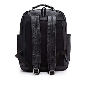 Teakwood Genuine Leather Backpack 15.6 inch Travel Laptop Bag Casual Shoulder Vintage Daypack For Men and Women (Black)