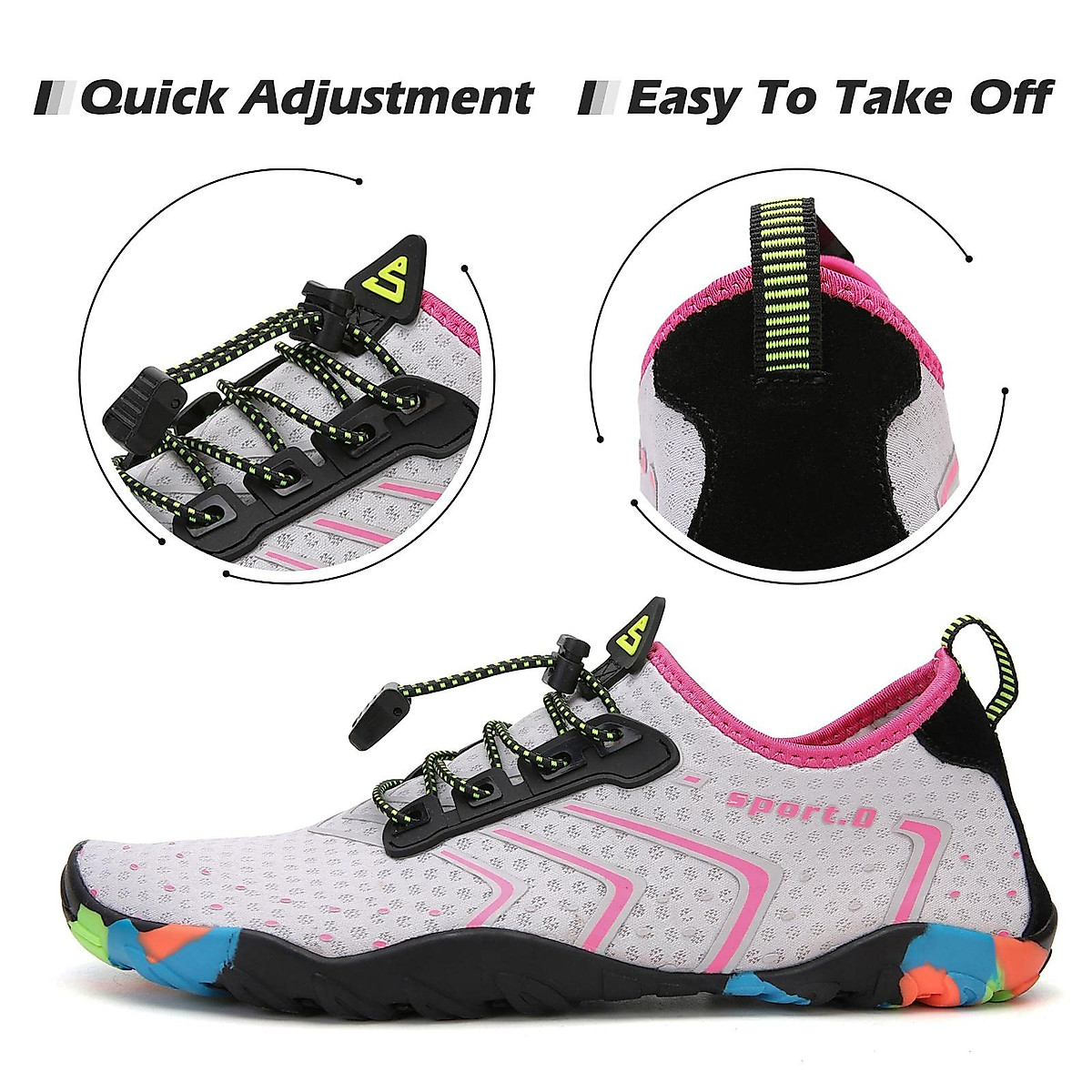 Mishansha Water Shoes for Men Beach Shoes Barfoort Aqua Swim Shoes for Women Swimming Quick Dry Slip-On Water Sport Sneakers Kayaking Fishing Diving Surfing Ghost White 8.5 Women/7 Men