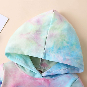 Newborn Infant Baby Girls Sweatshirts Tie Dye Sweatsuit Hoodies Tops Pants 2Pc Tracksuit Fall Winter Clothes Set (Green, 12-18 Months)