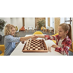 Chess Armory Chess Set 17" x 17" Wooden Chess Set - Large Chess Board Set, Unique Chess Game Includes Extra Queen Pieces & Storage Box - Classic Board Game - Chess Sets for Adults and Kids