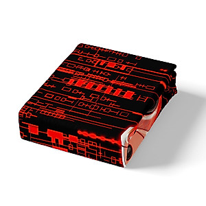 Gaming Gamepad Kids Duvet Cover Set Full Size,Neon Light Geometric Honeycomb Hexagon Bedding Set,Boys Girls Room Decor,Modern Videogames Controller Comforter Cover,Red Quilt Cover,2 Pillowcases