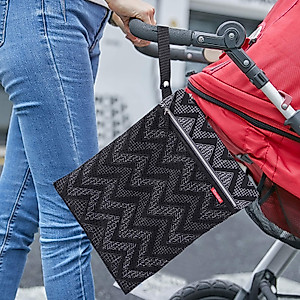 RUVALINO Wet Dry Bag, Reusable Baby Diaper Bag Accessory with Two compartments for Cloth Diapers, Toys, Swimsuits, Dirty Gym Clothes, Toiletries, Large Capacity, Waterproof and Stylish, Black