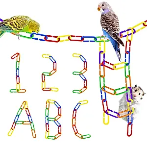 SunGrow Rainbow C-Clips Plastic Chain Links, Bird Swing & Climbing Chain Cage Toy Clips & Hooks, DIY Kids Learning Toys for Classroom, Suitable for Sugar Glider, Rat, Parrot, Bird (200 Pcs)