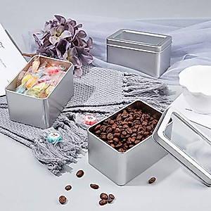 SUPERFINDINGS about 6PCS Tinplate Storage Boxes Empty Storage Tins Case Rectangle Containers with Large Clear Window for Candles, Candies, Gifts