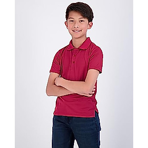 3 Pack: Boy's Active Athletic Polo Shirt Teen Boys Dri Fit Boy Shirts Polos Button Uniform Kids Tee Short Sleeve Golf Tennis Clothing Black Performance School Dress Casual Tops - Set 8, L (10/12)