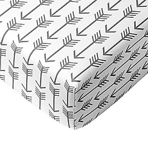 Crib Sheets for boy Girl - 100% Cotton Fitted Crib Sheet Set - Perfect for Baby Boys, Fits Standard Toddler Mattress (Gray Arrows)