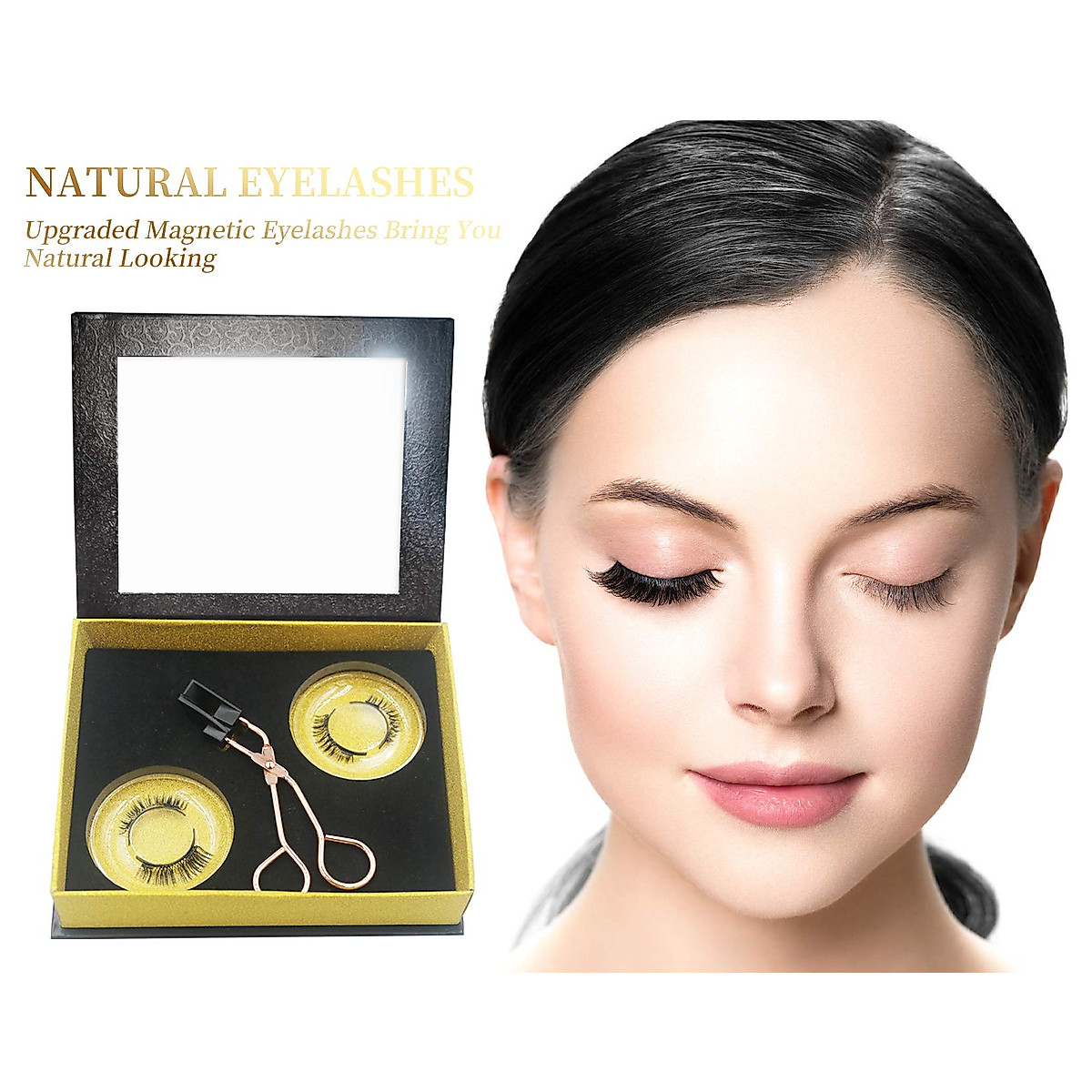 3D False Eyelashes, 6 Pairs of Natural Fluffy False Eyelashes, Reusable Long Thick Eyelashes, Used to Extend Makeup Eyelashes (J-09)