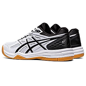 ASICS Kid's Upcourt 4 Grade School Volleyball Shoes, 2, White/Black