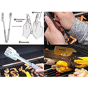 Lichamp 6-in-1 BBQ Multi Tool Set, Folding BBQ Tool Stainless Steel, Folding Grill Tool for Outdoor BBQ Grill