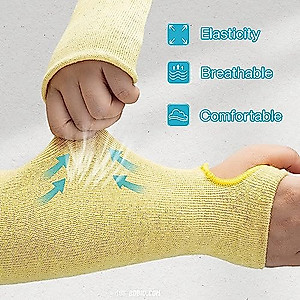 Schwer 18 inch Aramid Protective Arm Sleeves, ANSI Level A2 Cut Resistant Sleeves with Thumb Hole, Double Layer Heat Resistant Sleeves, Moisture Wicking, Super Soft, 1 Pair