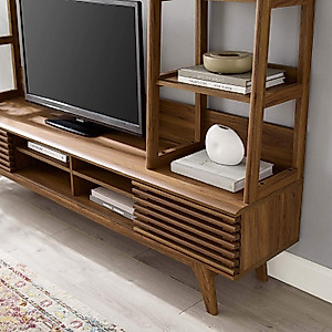 Modway Render Mid-Century Modern TV Stand Entertainment Center, 70", Walnut
