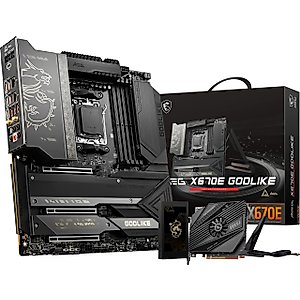 MSI MEG X670E GODLIKE Gaming Motherboard (AMD Ryzen 9000/8000/7000 Series Processors, AM5, DDR5, PCIe 5.0, SATA 6Gb/s, M.2, USB 3.2 Gen 2, Wi-Fi 6E, HDMI/DP, 10Gbps Dual LAN, SLI, EATX)