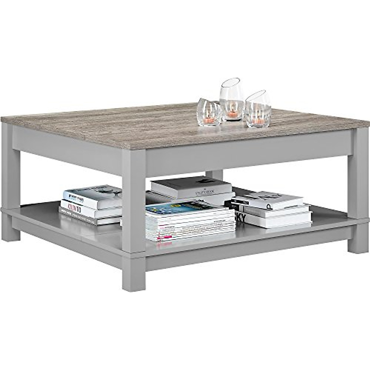 Ameriwood Home Carver Coffee Table, Gray & Home Carver TV Stand for TVs up to 60" Wide, Gray