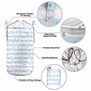 Beegreen XX-Large Drawstring Laundry Hamper 115L Dot Laundry Bag, Collapsible Laundry Baskets with Handles, Dirty Clothes Hamper for Bedroom Bathroom Dorm,Foldable Tall Clothes Hamper