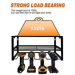 DECMIOX Power Tool Organizer, Wall Mounted Storage Rack, 150lb weight limit Heavy Duty Floating Tool Shelf, Utility Holder for Drill & Screwdriver, Christmas Gift for Men Dad Father's Day