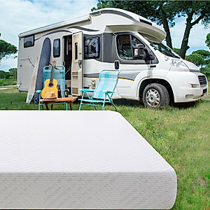 Dyonery RV Mattress Short Queen, 8 Inch Memory Foam Camper Mattress Fiberglass Free Bed in a Box Made in USA CertiPUR-US Certified, 75"×60"×8", White