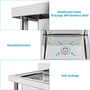 RIEDHOFF 3 Compartments Stainless Steel Utility Sink, [Triple Bowl] Commercial Kitchen Sink for Restaurant, Bar, Food Truck, Coffee Shop- Bowl Size 11" L x 10" W x 10" H