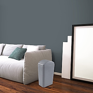 Waikhomes 3.5 Gallon Plastic Trash Can with Swing Lid, Slim Garbage Bin, 1 Pack, Grey, F