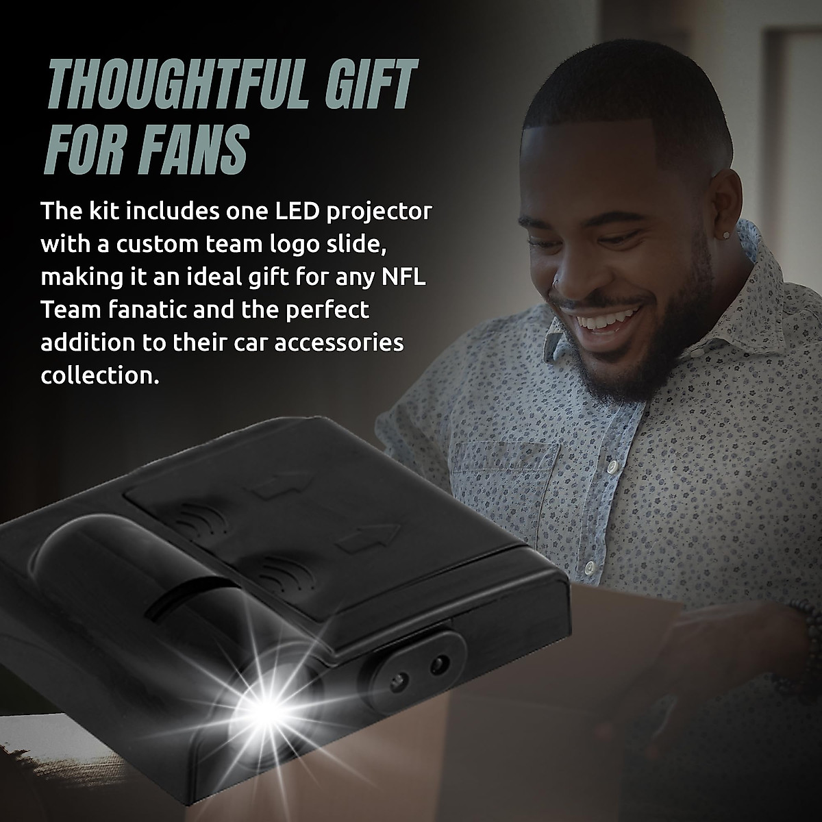 Sporticulture NFL American Football Dallas Cowboys - Led Car Door Light - Wireless Led Projector with One Team Logo Slide - Compatible for Most Car Models - Battery-Operated, 2.5” x 2.5”