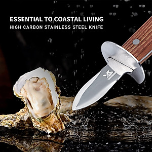 MSY BIGSUNNY Oyster Shucker Knife with Rosewood Handle - Full Tang Stainless Steel