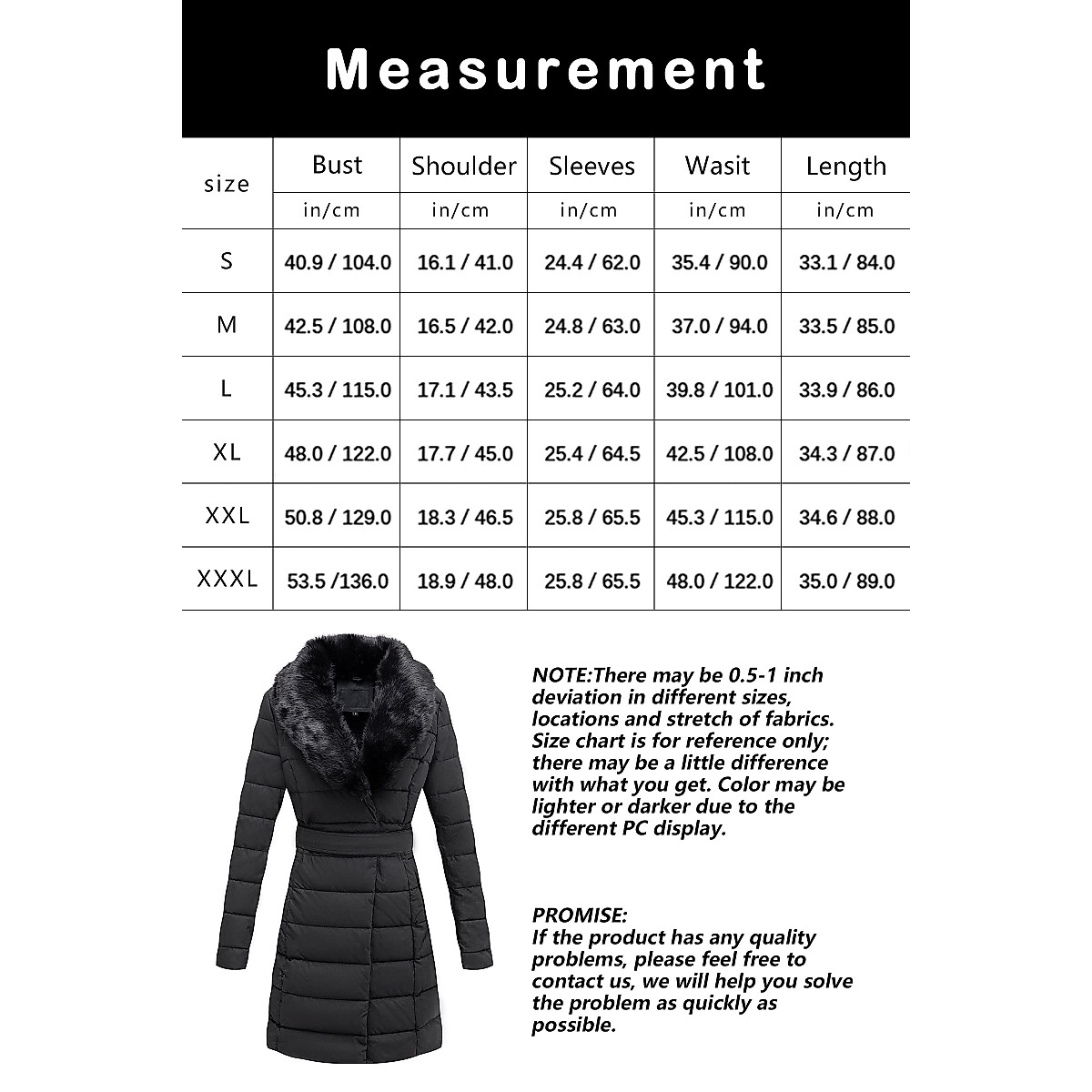 Bellivera Women's Winter Puffer Jacket Cold-resistant patchwork plush lining Coat with Removable Fur Collar Hooded and Belted 5527 BLACK M