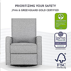 Evolur Skye Swivel Easy Assembly Recliner Chair Gliders, Cobblestone