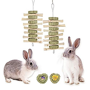 Natural Rabbit Hamster Chewing Toys Alfalfa Balls Sweet Bamboo Toys ,Hanging Treat Teeth Care Molar Toys for Small Pets Toys for Chinchilla Guinea Pigs(4 Pack)