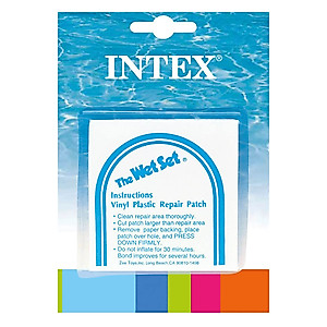 Intex Battery Operated Rechargeable Handheld Above Ground Swimming Pool Vacuum and Wet Set Adhesive Vinyl Tube Repair Patch 6 Pack Kit