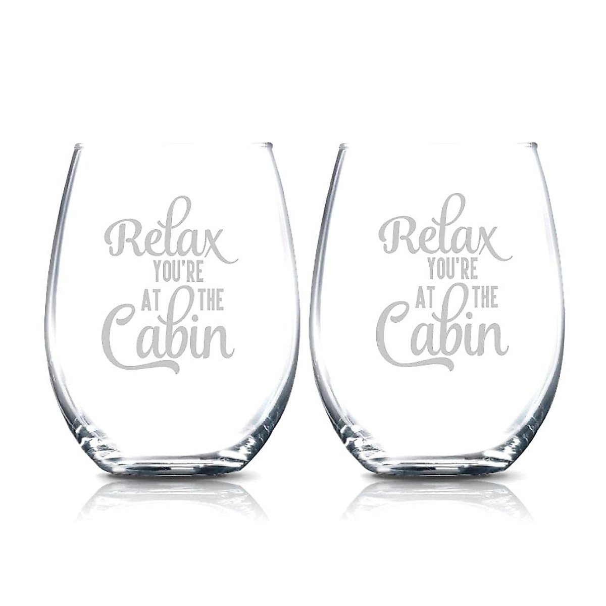 Log Home Decor Stemless Wine glasses Set of Two - Gifts for the Cabin - Retirement Gifts for Men