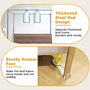 SEAYNFESH Stainless Steel Canopy Bed Frame Full Size, Thicken Metal Frame with 4 Corners Design Sturdy Bed Canopy Frame for Metal Bed Wood Bed Bedroom Decor