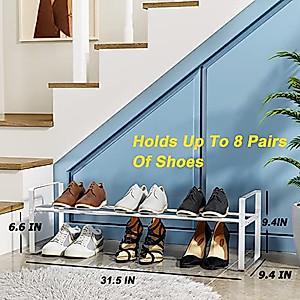 V.C.Formark 1 Tier Shoe Rack,8 Pairs Stainless Steel Shoe Shelves for Entryway,Shoe Rack Organizer for Closet,Room,Garage,31.6’’W x 9.5’’D x 9.5’’H(Silver)