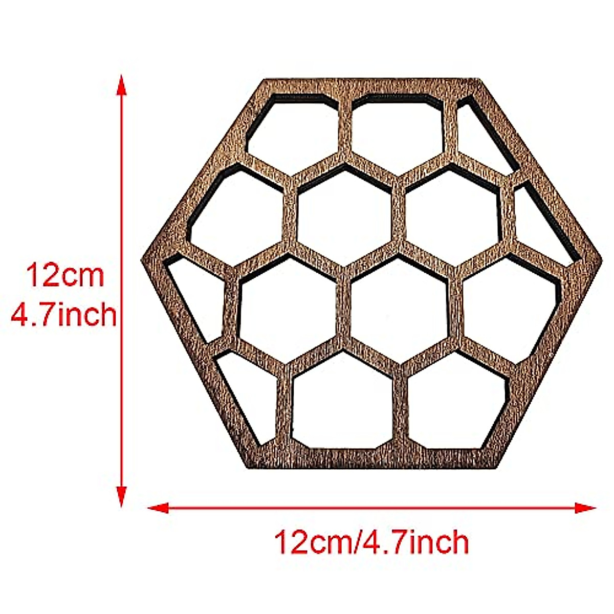 10Pcs Wooden Coaster Hollow Hex Wooden Cup Cushion Honeycomb Design Cup Pad Wall Art Decoratiob for Bee Lovers Collection Housewarming Gift Coffee DIY Bar Home Decor(10Pcs, Bees)