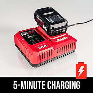 SKIL PWRCore 20 Brushless 20V 5-Inch Random Orbital Sander, Includes 2.0Ah Lithium Battery and PWRJump Charger - SR660302