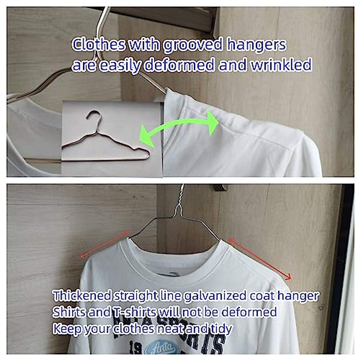 BriaUSA Metal Clothes Hangers 50 Pack Silver Color Galvanized Wire Hangers Length 16 inch Thickness 13 Gauge